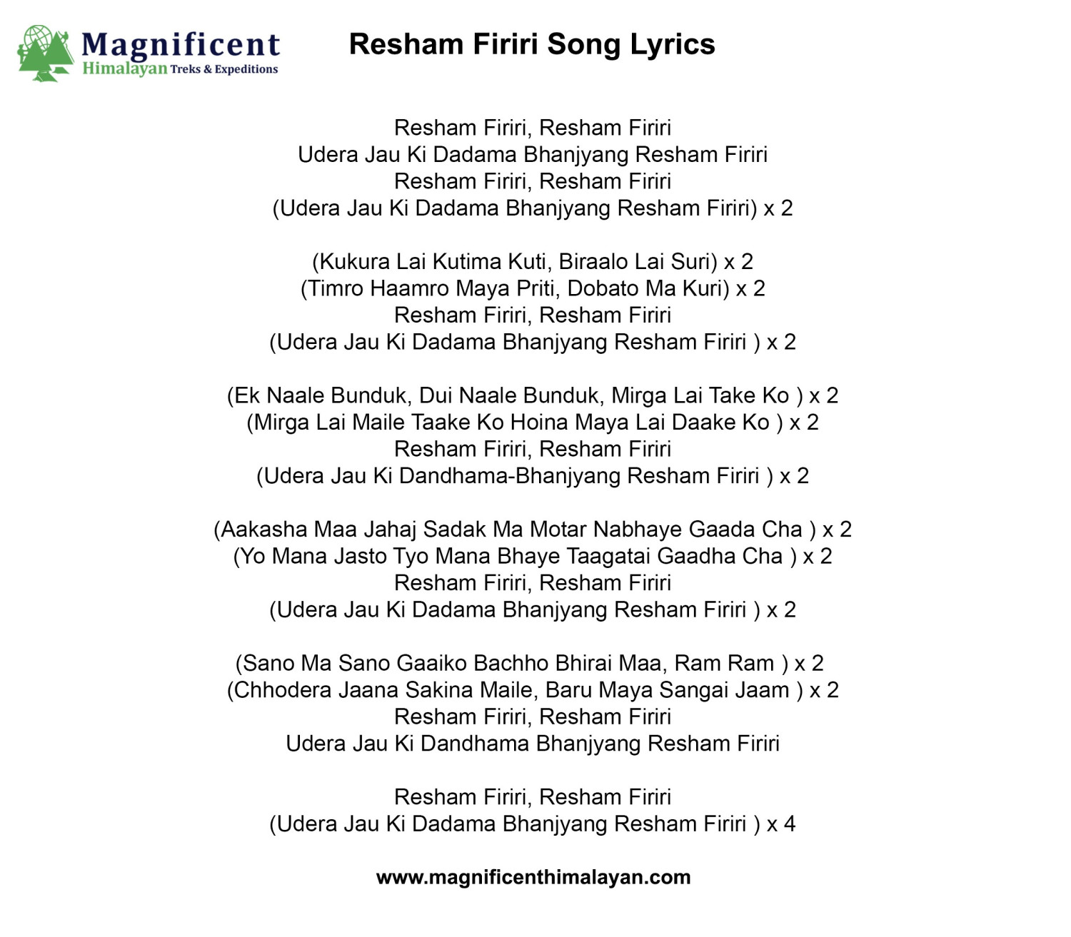 Resham Firiri Song Lyrics and its meaning in English | Magnificent ...